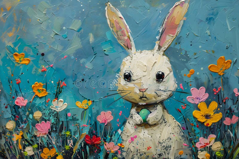 The Easter Bunny. Beautiful Modern Oil Painting Stock Illustration ...