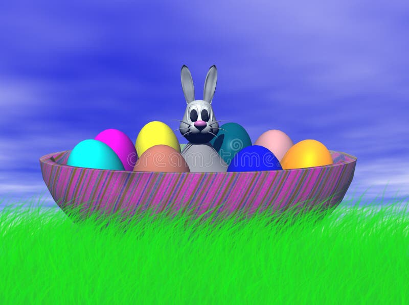 Easter Bunny in a Big Easter E Stock Illustration - Illustration of ...