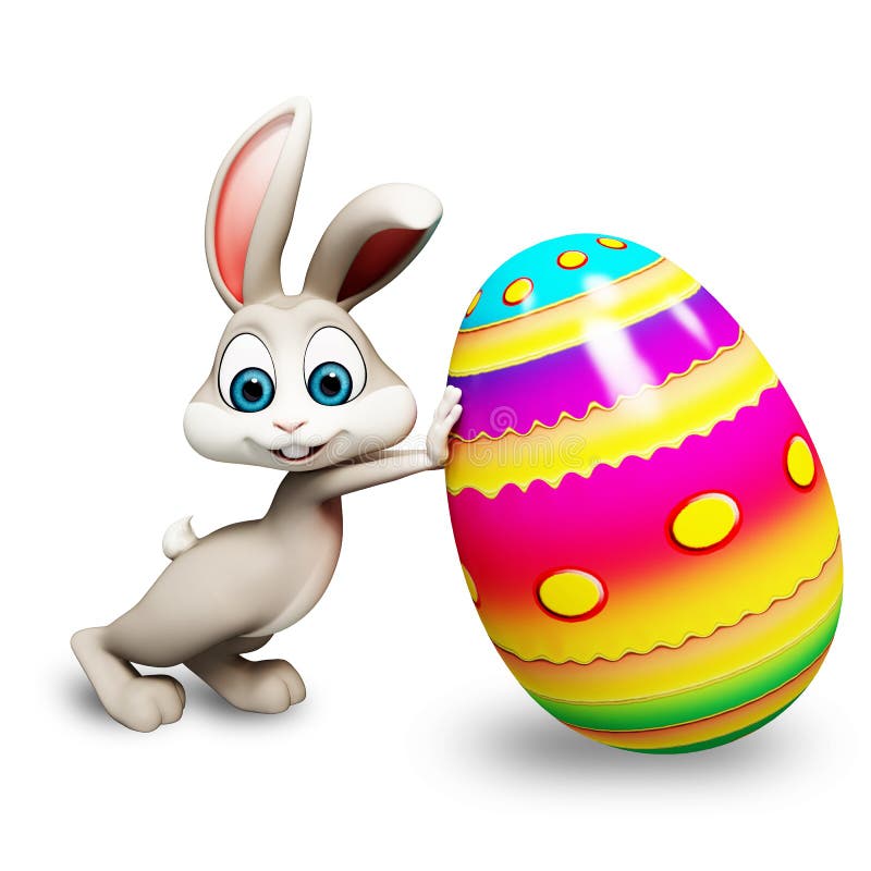 Easter bunny with big egg stock illustration. Illustration of eggs ...