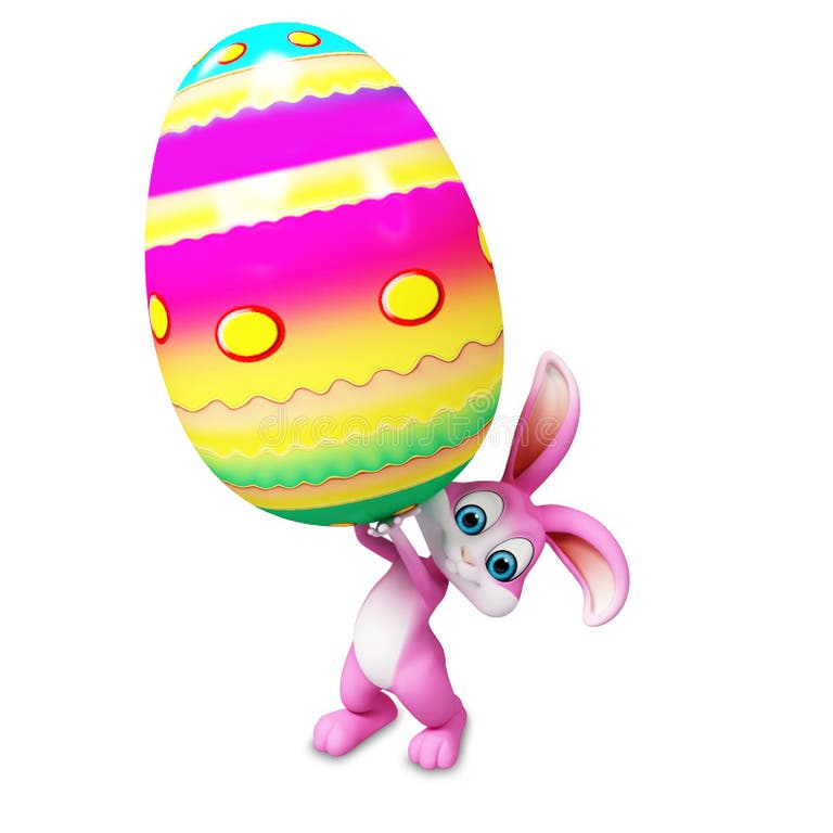 Easter bunny with big egg stock illustration. Illustration of character ...