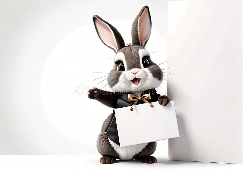 Easter Bunny with a Blank Sign Design for Your Mock Up Text. Stock ...