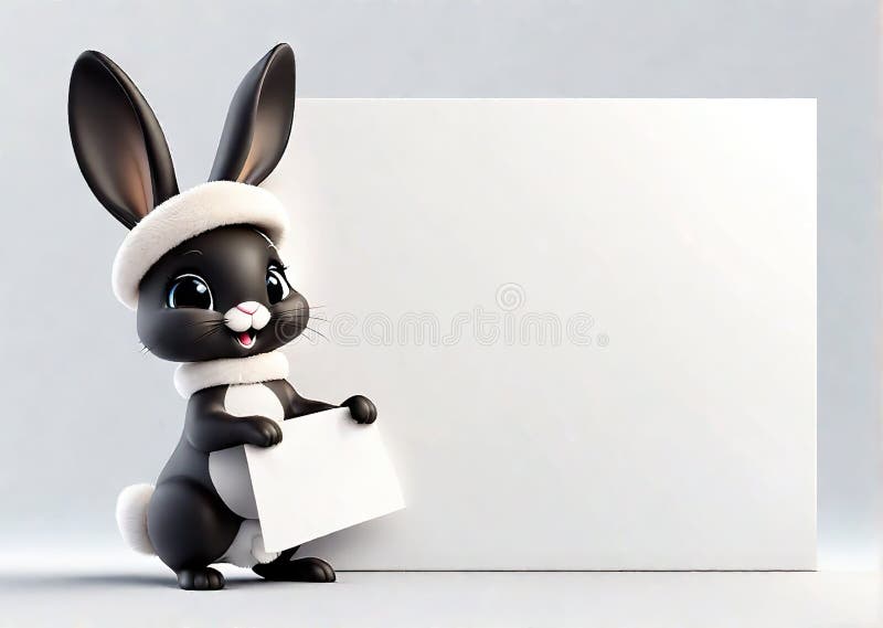 Easter Bunny with a Blank Sign Design for Your Mock Up Text. Stock ...