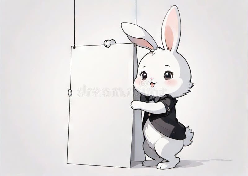 Easter Bunny with a Blank Sign Design for Your Mock Up Text. Stock ...