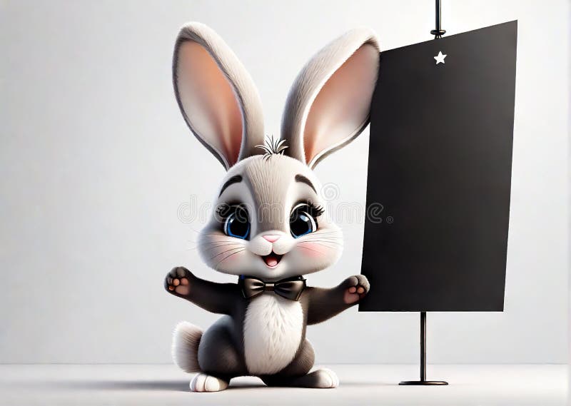 Easter Bunny with a Blank Sign Design for Your Mock Up Text. Stock ...