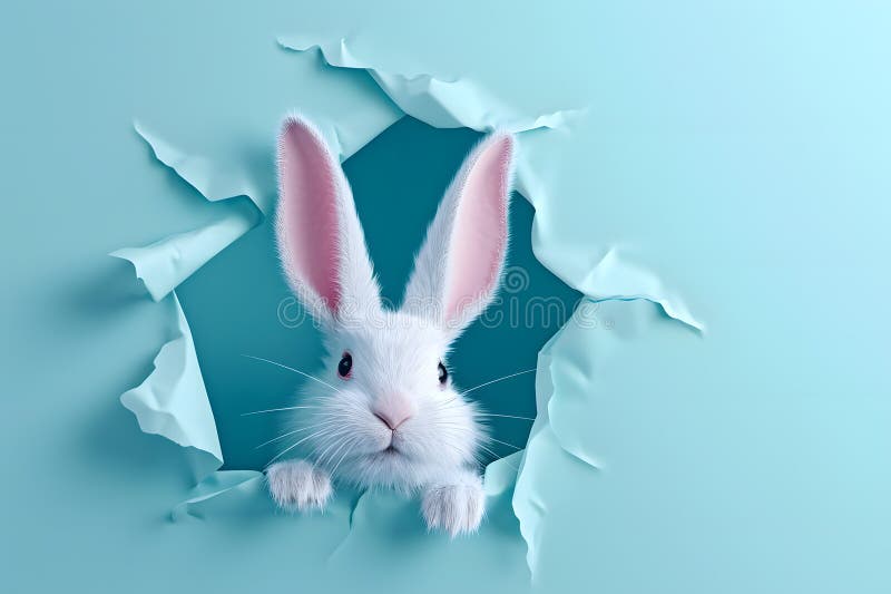 Easter Bunny on Blue Background Stock Illustration - Illustration of ...