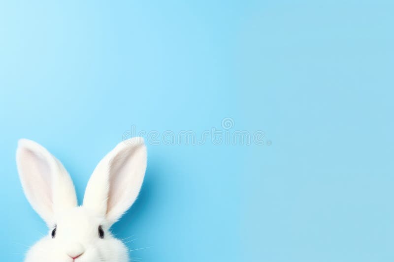 Easter Bunny on Blue Background. Easter Vacation Concept Stock Photo ...
