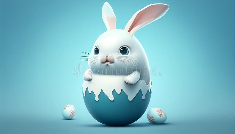 Easter Bunny on a Blue Background. Generated by AI Stock Illustration ...