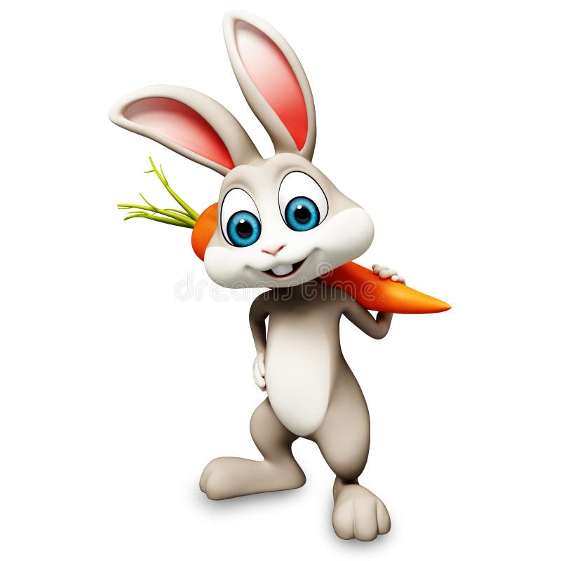 Easter bunny with carrot stock illustration. Illustration of clever ...