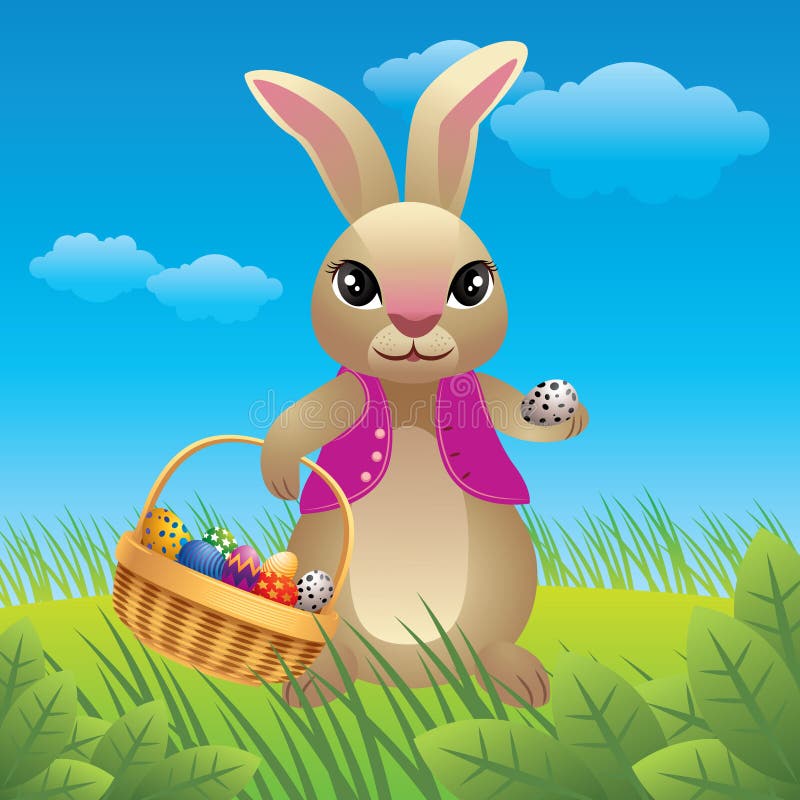 Easter Chicks and Egg Basket Stock Vector - Illustration of bird ...