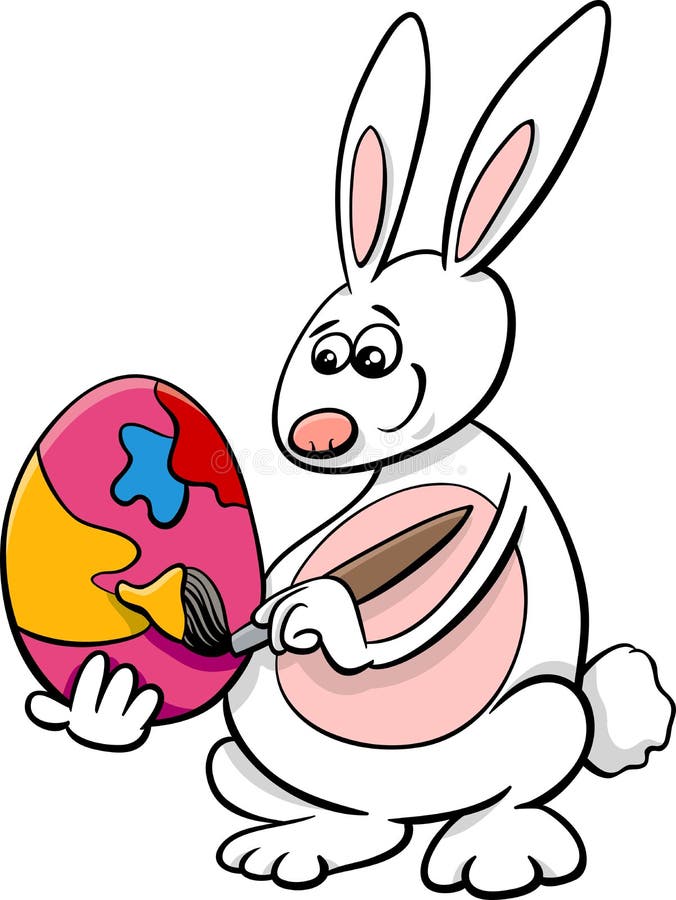 Easter Bunny Cartoon Illustration for Coloring Stock Vector ...