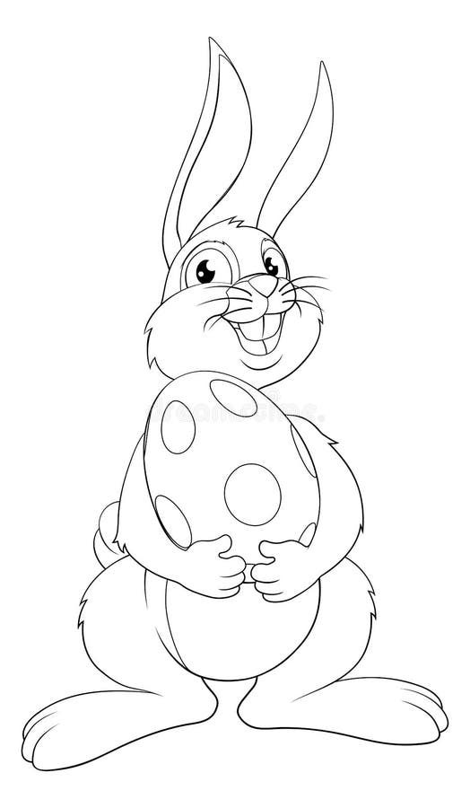 Easter Bunny Cartoon Rabbit with Giant Egg Stock Vector - Illustration ...
