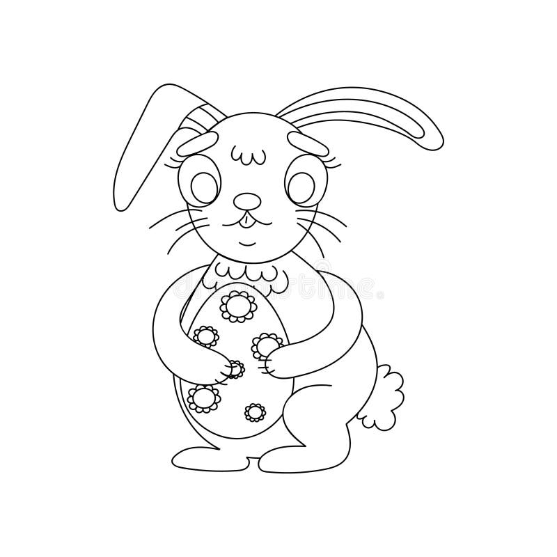 An Easter Bunny Cartoon Rabbit Holding a Giant Easter Egg Illustration ...