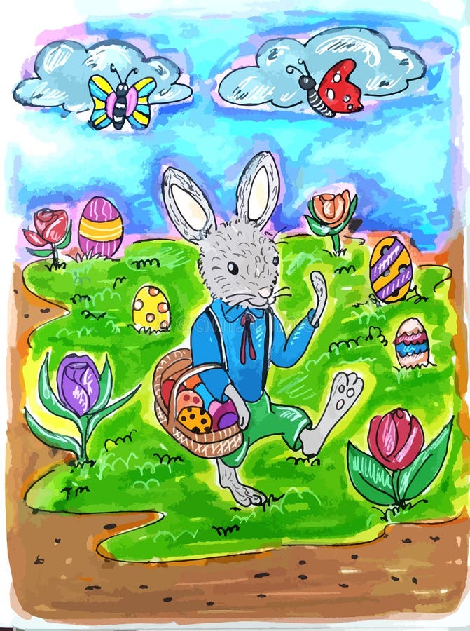 Easter Bunny Celebrating Easter Day Stock Vector - Illustration of ... Easter Bunny Celebrating Easter Day Stock Vector - Illustration of ...