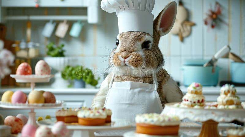 An Easter Bunny in a Chef S Hat and a White Apron at a Cooking Show in ...