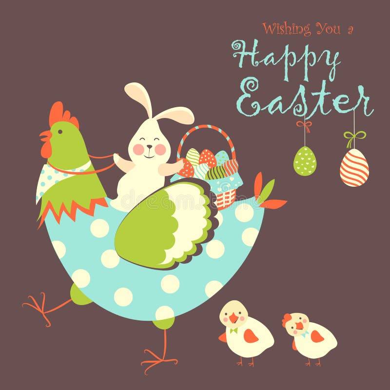 Easter Bunny,chicken and Easter Eggs Stock Vector - Illustration of ...