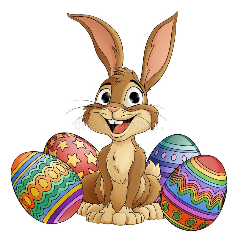 Easter Bunny and Chocolate Eggs Rabbit Cartoon Stock Vector ...