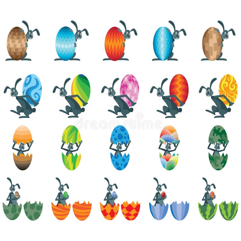 Easter Bunny Collection. Vector Illustration Decorative Design Stock ...