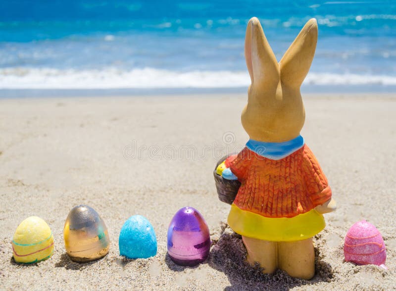 Eggs on ocean beach stock photo. Image of food, easter - 51555158