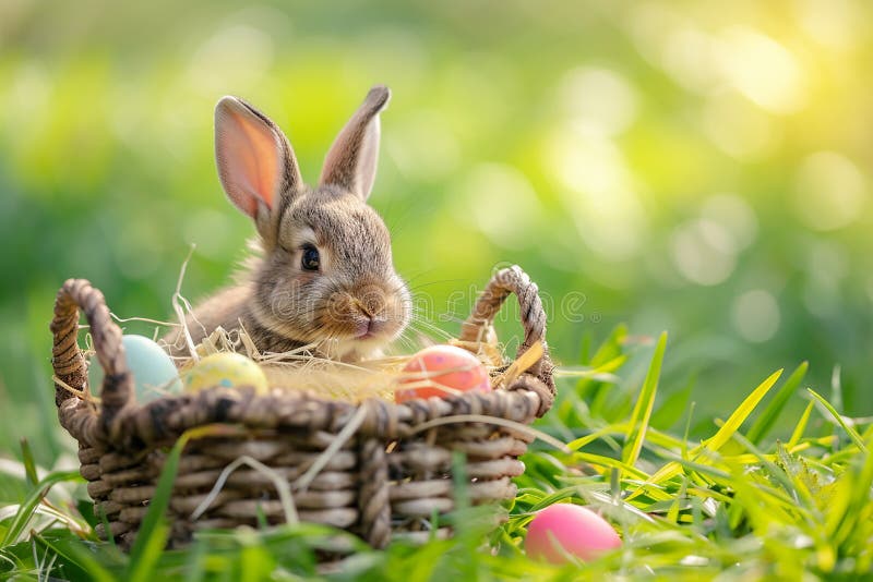 Easter Bunny with Colored Eggs. Easter Symbol. Stock Illustration ...