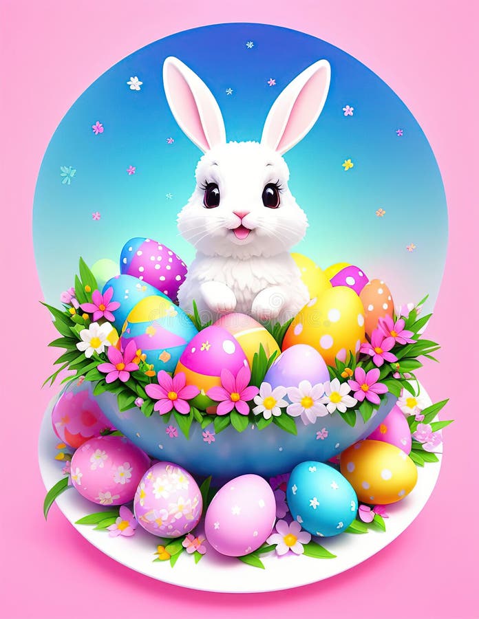 Easter Bunny with Easter Eggs Happy Bunny Stock Illustration ... Easter Bunny with Easter Eggs Happy Bunny Stock Illustration ...
