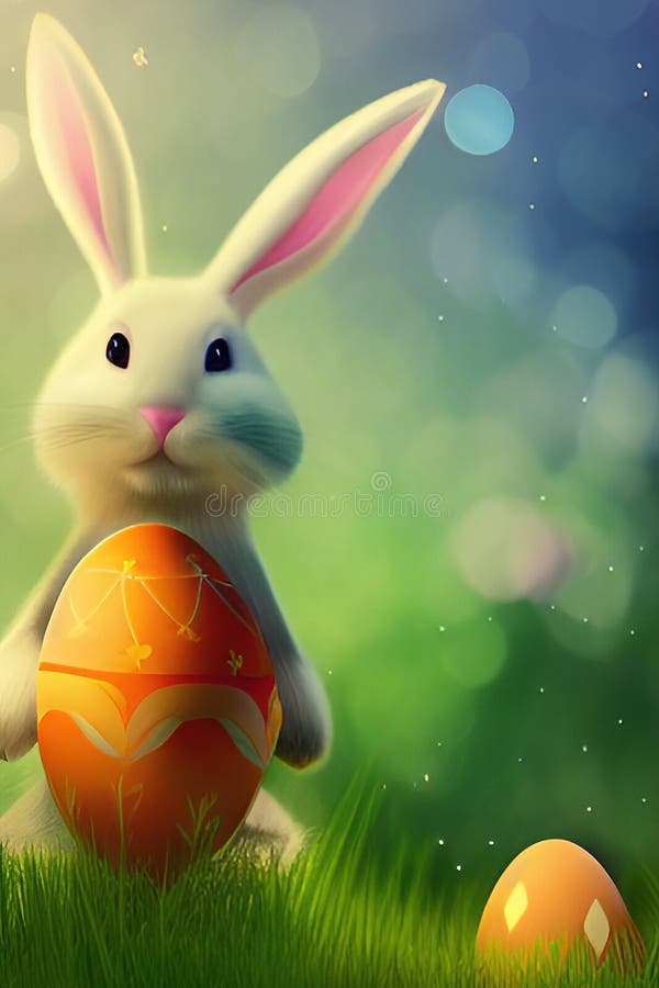 Easter Bunny and Colorful Eggs Stock Illustration - Illustration of ...