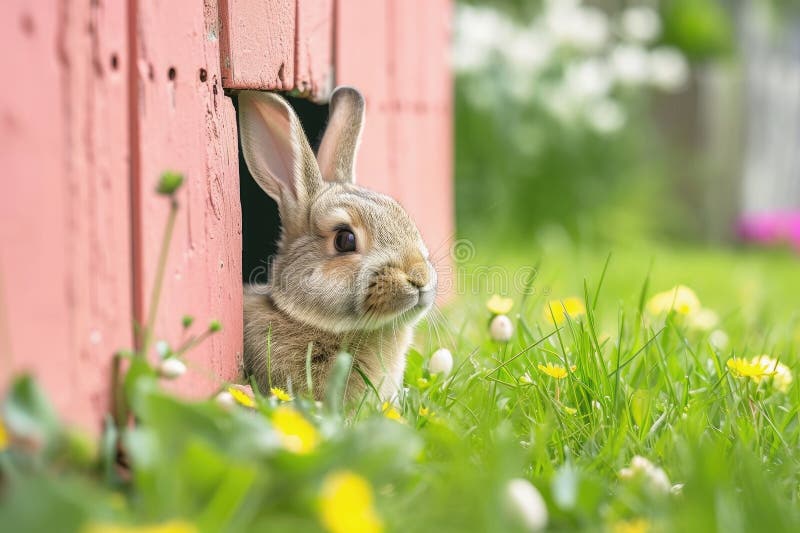 An Easter Bunny Coming Out of a Wall Stock Image - Image of seasonal ...