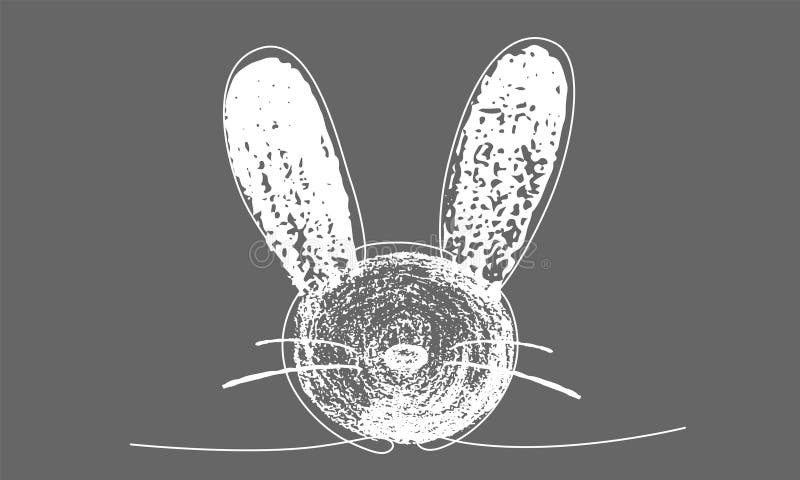 Easter Bunny Continues Line Hand Draw Element with Grunge Texture ...