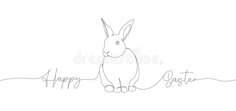 Easter Bunny Continuous One Line Drawing. Continuous Rabbit One Line ...