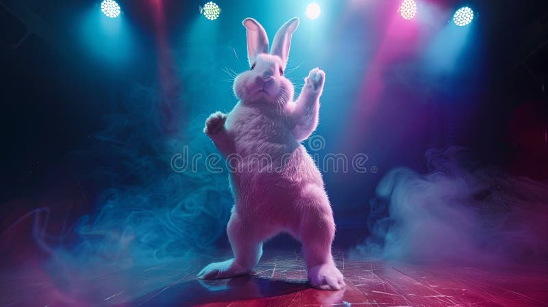 Easter Bunny Cool Dance, Dance Under the Spotlights Stock Illustration ...