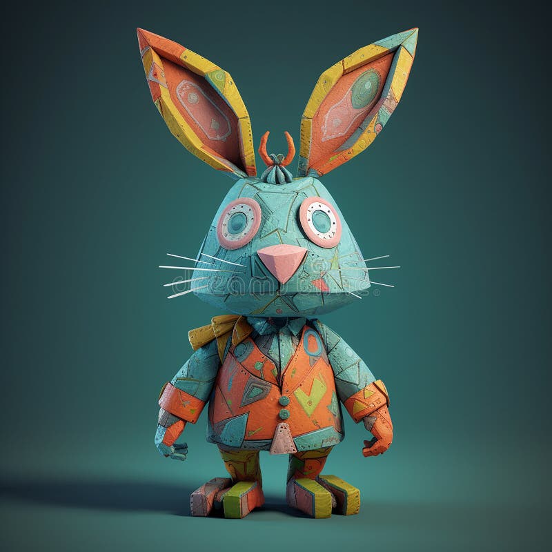 Paper Crafted Easter Bunny in Abstract Design. Stock Illustration ...