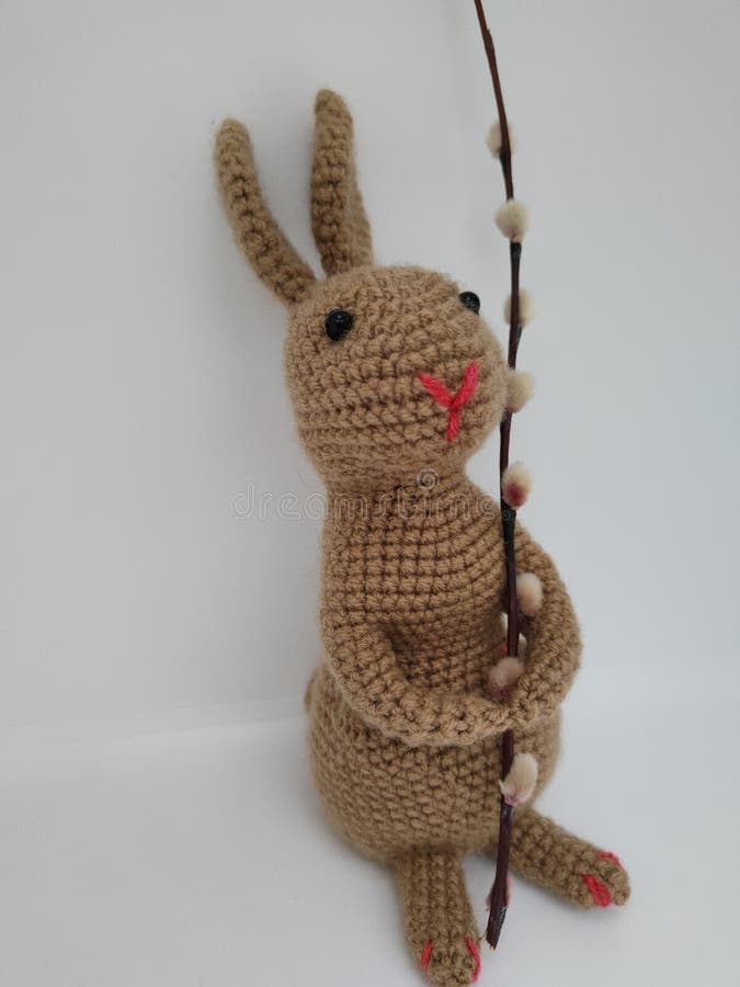 Easter Bunny Crocheted from Brain Threads and Willow Branches Stock Photo - Image of crocheted ...
