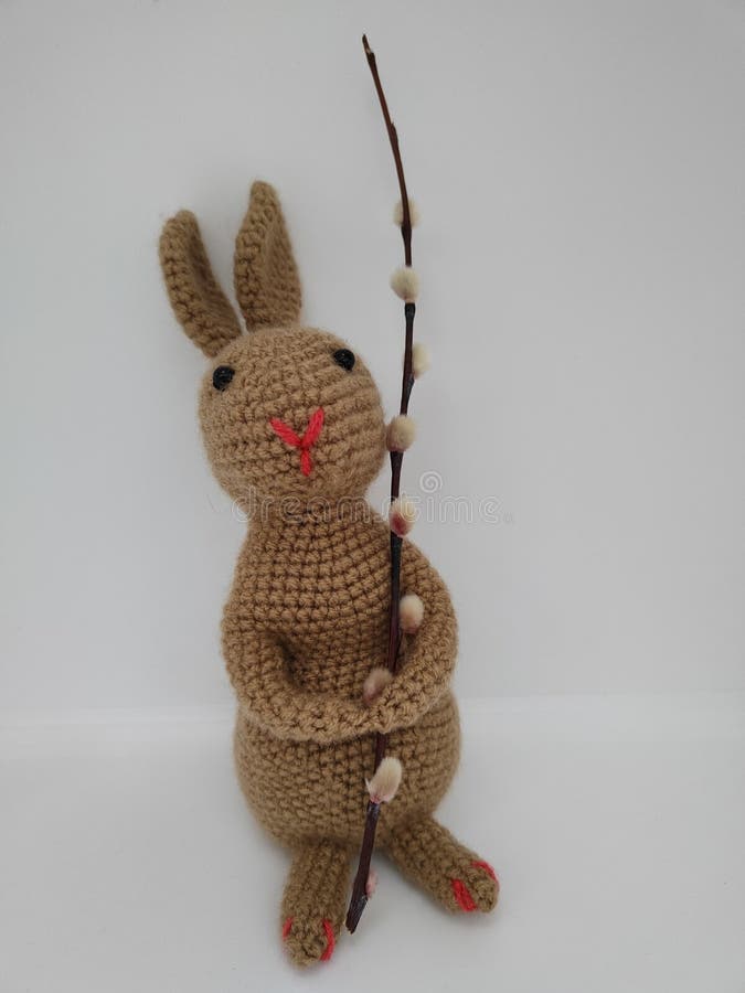Easter Bunny Crocheted from Brain Threads and Willow Branches Stock Photo - Image of crocheted ...