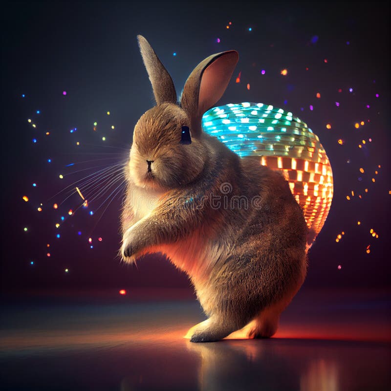 Easter Bunny on the Dance Floor in Disco Style. Easter Eggs are ...