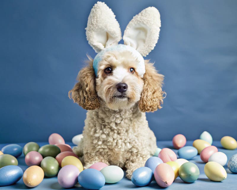 Easter Bunny Dog with Eggs Generative Ai Stock Illustration ...