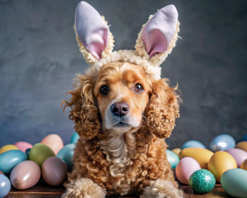 Easter Bunny Dog with Eggs Generative Ai Stock Illustration ...