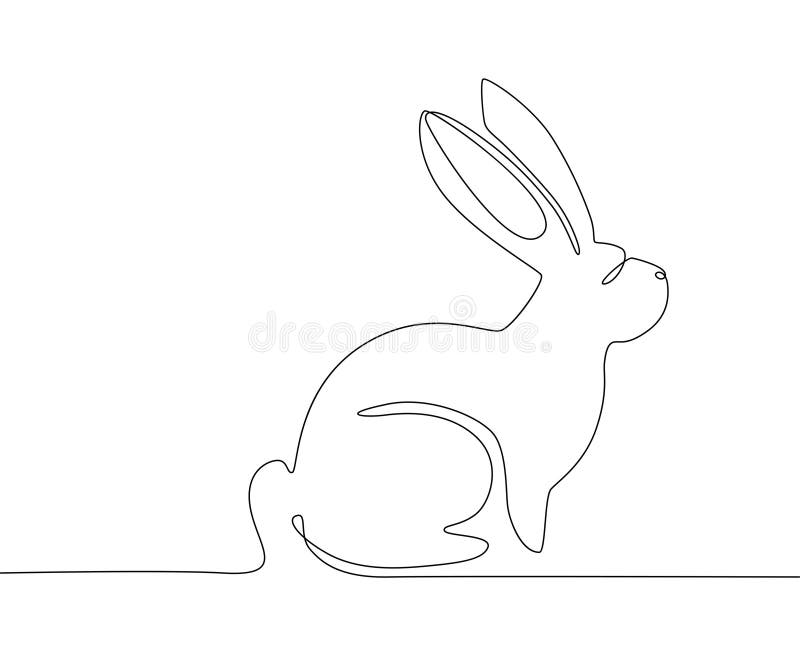 The Easter Bunny is Drawn with Single Line. Stock Vector - Illustration ...