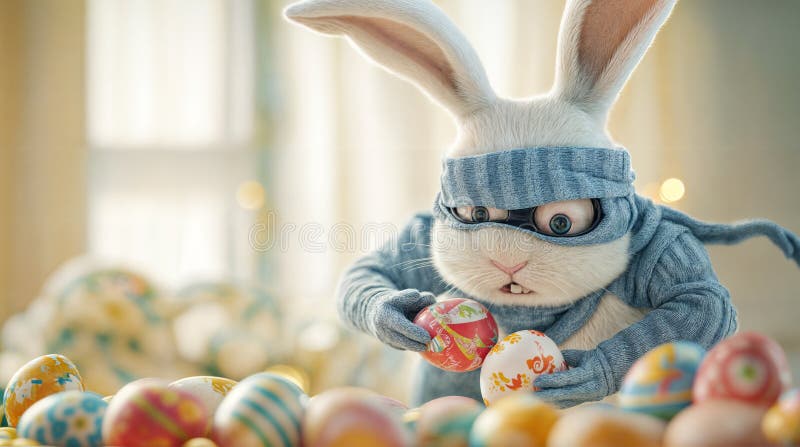 The Easter Bunny, Dressed As a Burglar, Steals Easter Eggs Stock ...
