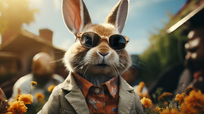 Easter Bunny Driving Vintage Car Close-up. Generative AI. Stock ...