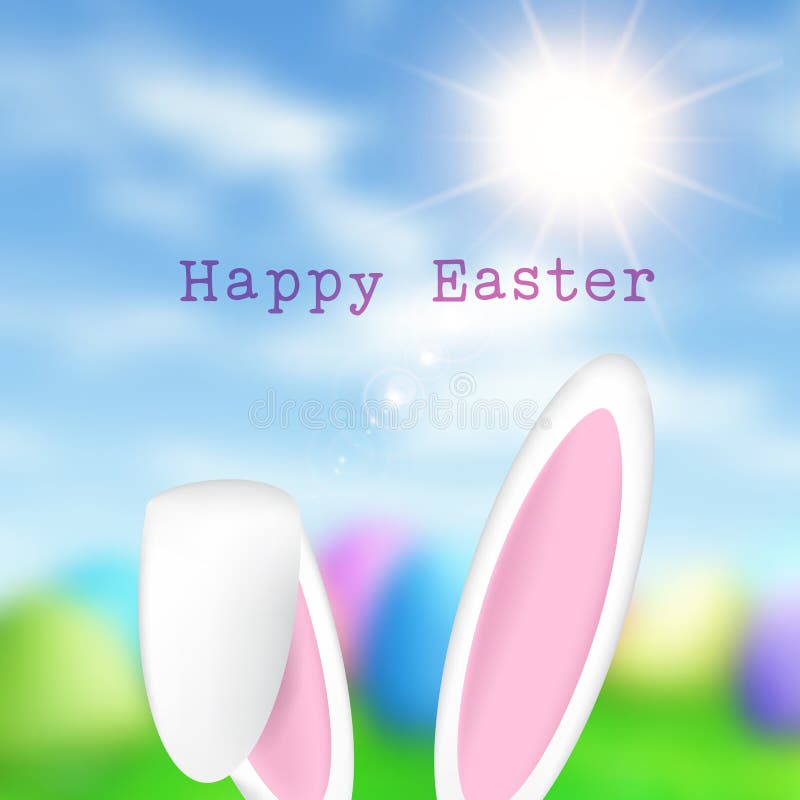 Easter Bunny Ears Hidden in Grass Stock Vector - Illustration of bunny ...