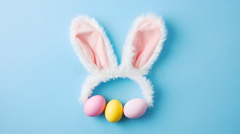 Easter Bunny Ears with Easter Eggs Stock Illustration - Illustration of ...