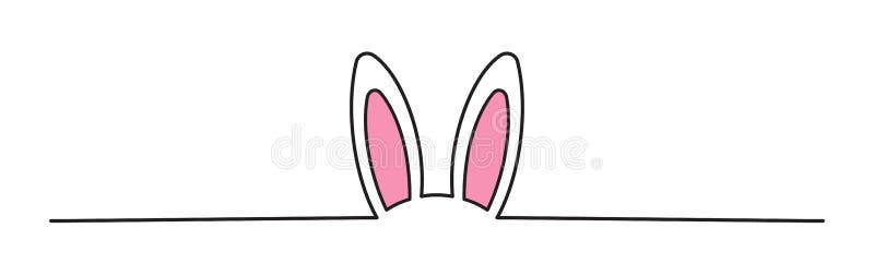 Easter Bunny Ears Line Art Banner Stock Illustration - Illustration of ...