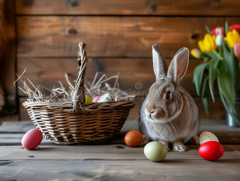 Easter Bunny and Easter Eggs Stock Photo - Image of easter, holiday ...