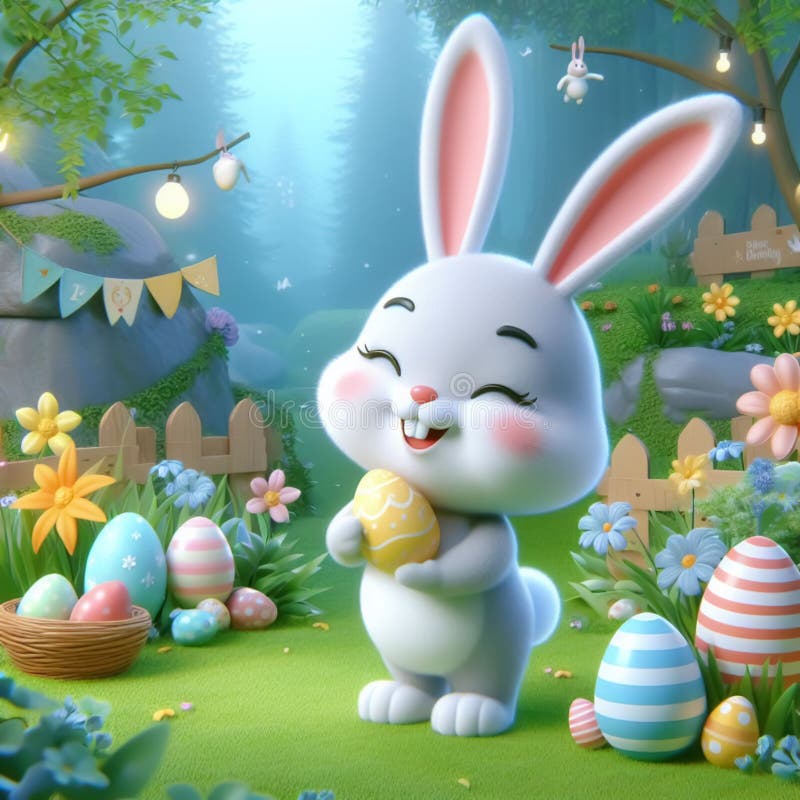 Easter Bunny with Easter Eggs. AI Generated Stock Illustration ...