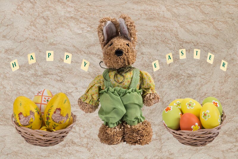 Easter Bunny and Easter Eggs . Stock Photo - Image of card, nest: 52165126