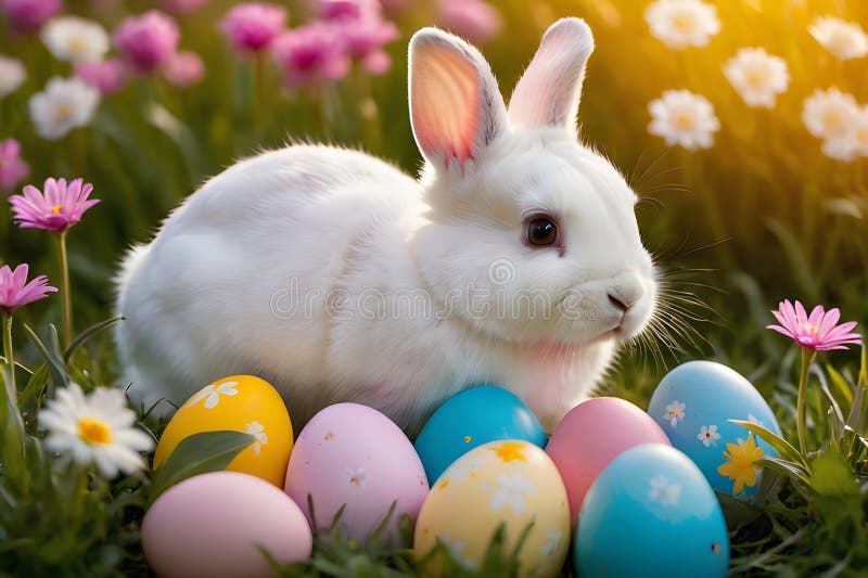 Easter Bunny and Easter Eggs, a Delightful Array of Easter Bunnies with ...