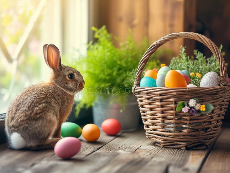 Easter Bunny and Easter Eggs Stock Photo - Image of animal, eggs: 305954418