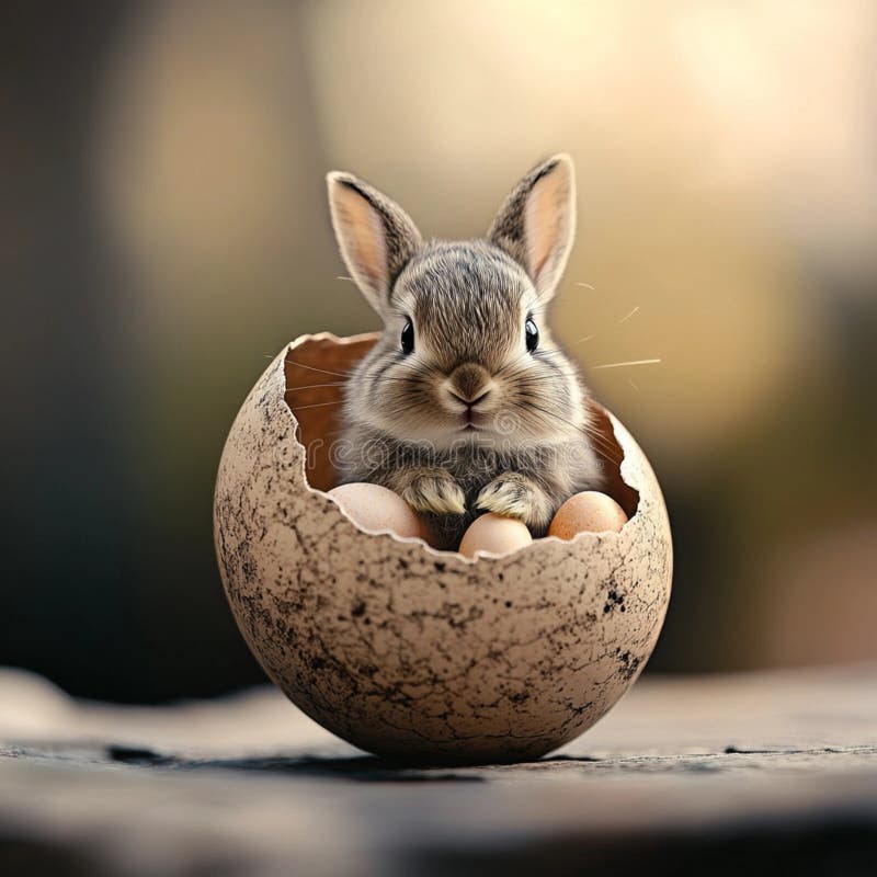 Easter Bunny and Easter Eggs Stock Illustration - Illustration of grass ...