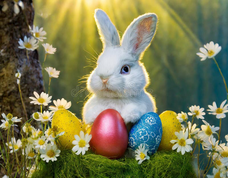 Easter bunny with egg stock illustration. Illustration of shades ...