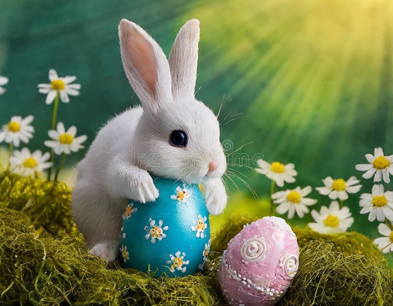 Easter bunny with egg stock illustration. Illustration of hare - 316320263