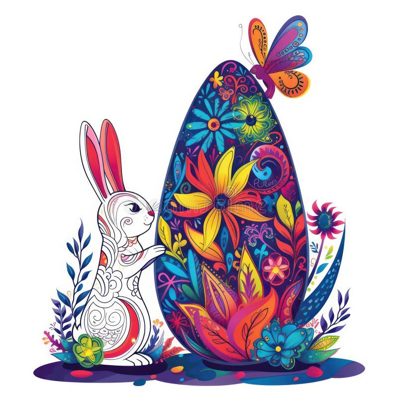 Easter bunny and egg stock illustration. Illustration of rabbit - 306552570